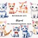Cats Clipart PNG Bundle Pets Clipart Cute Watercolor Cats - Etsy