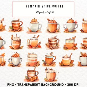 Pumpkin Spice Clipart Pumpkin Coffee Clipart Watercolor Pumpkin Clipart ...