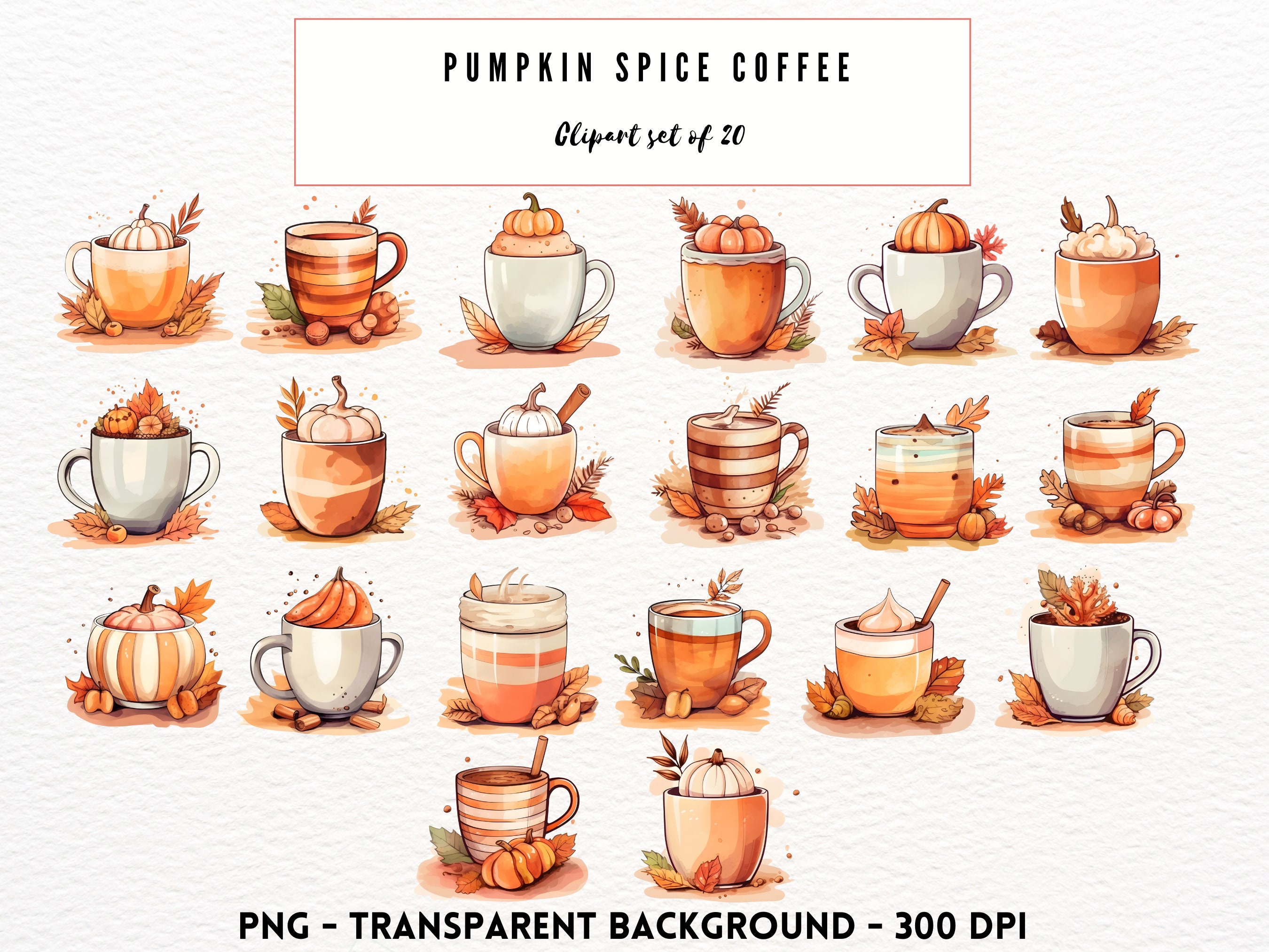 Pumpkin Spice Clipart Pumpkin Coffee Clipart Watercolor Pumpkin Clipart ...