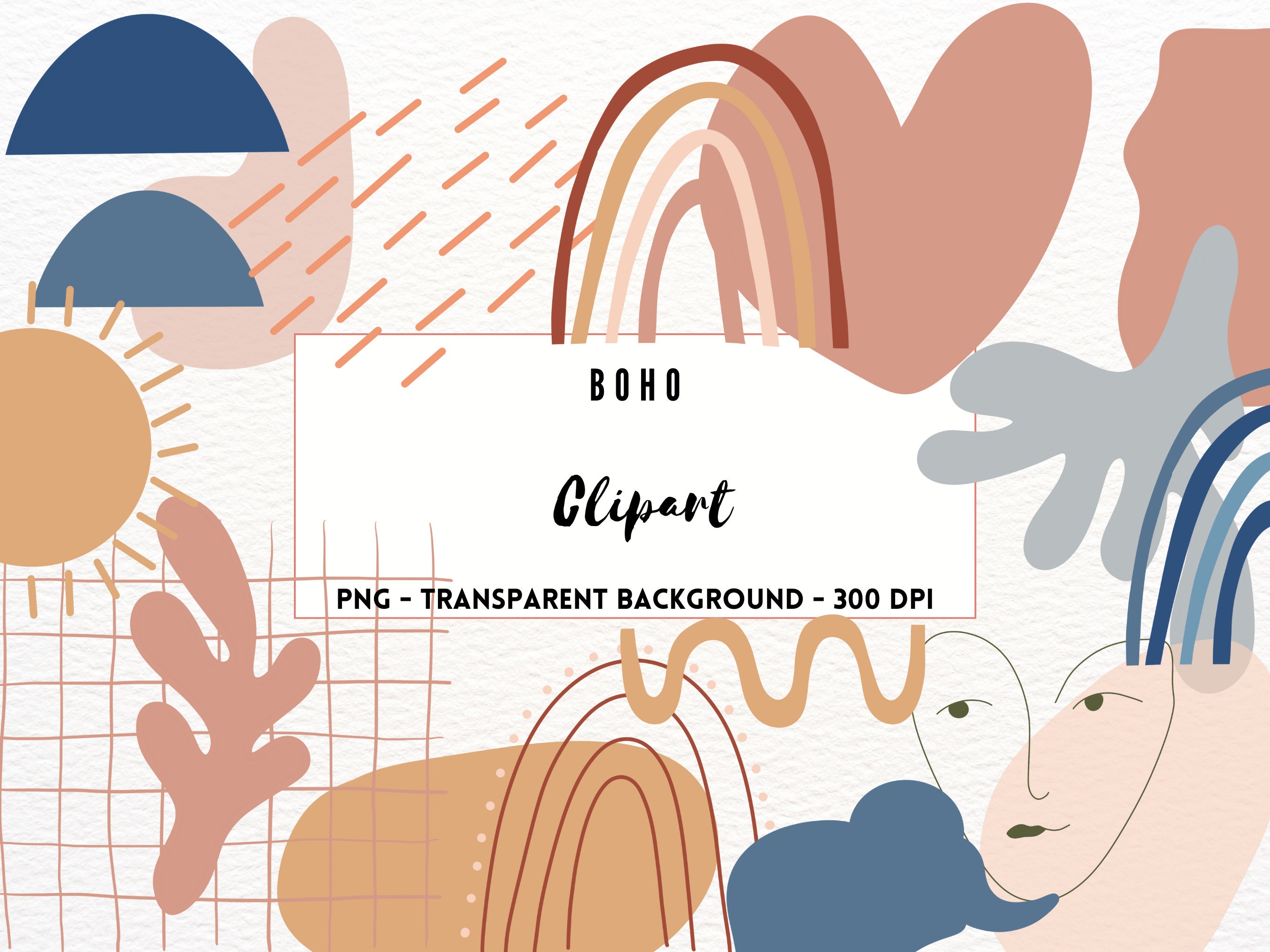 Boho Abstract Clipart Bundle Modern Boho Instant Download Abstract ...