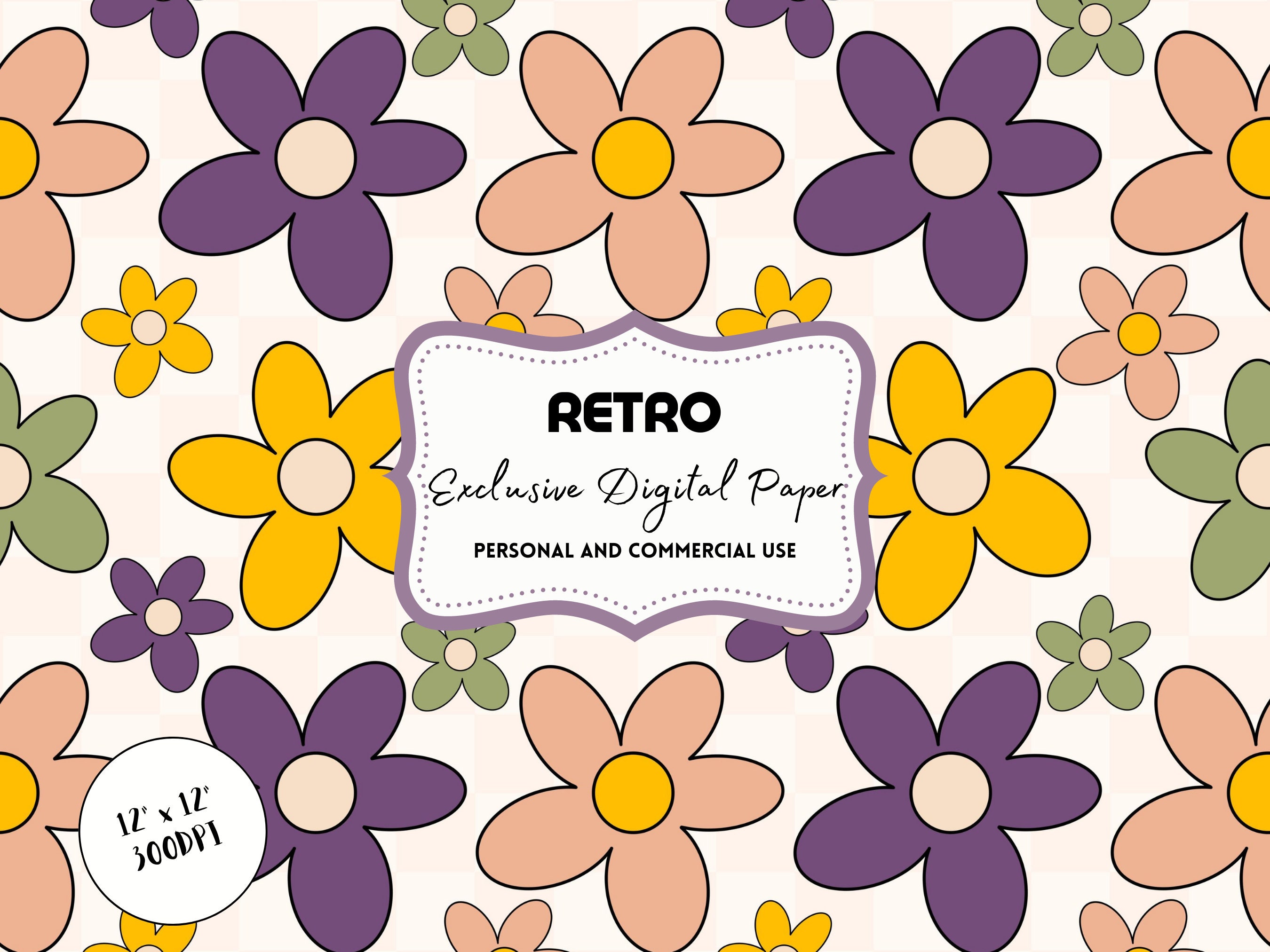 Retro Digital Paper Retro Floral Seamless Pattern Flowers Retro ...