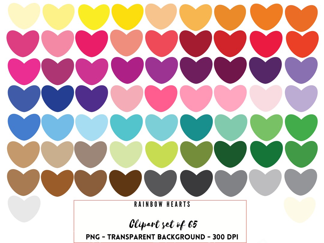 Rainbow Heart Clipart Set Love Boho Hearts Clip Art Multicolor Rainbow ...