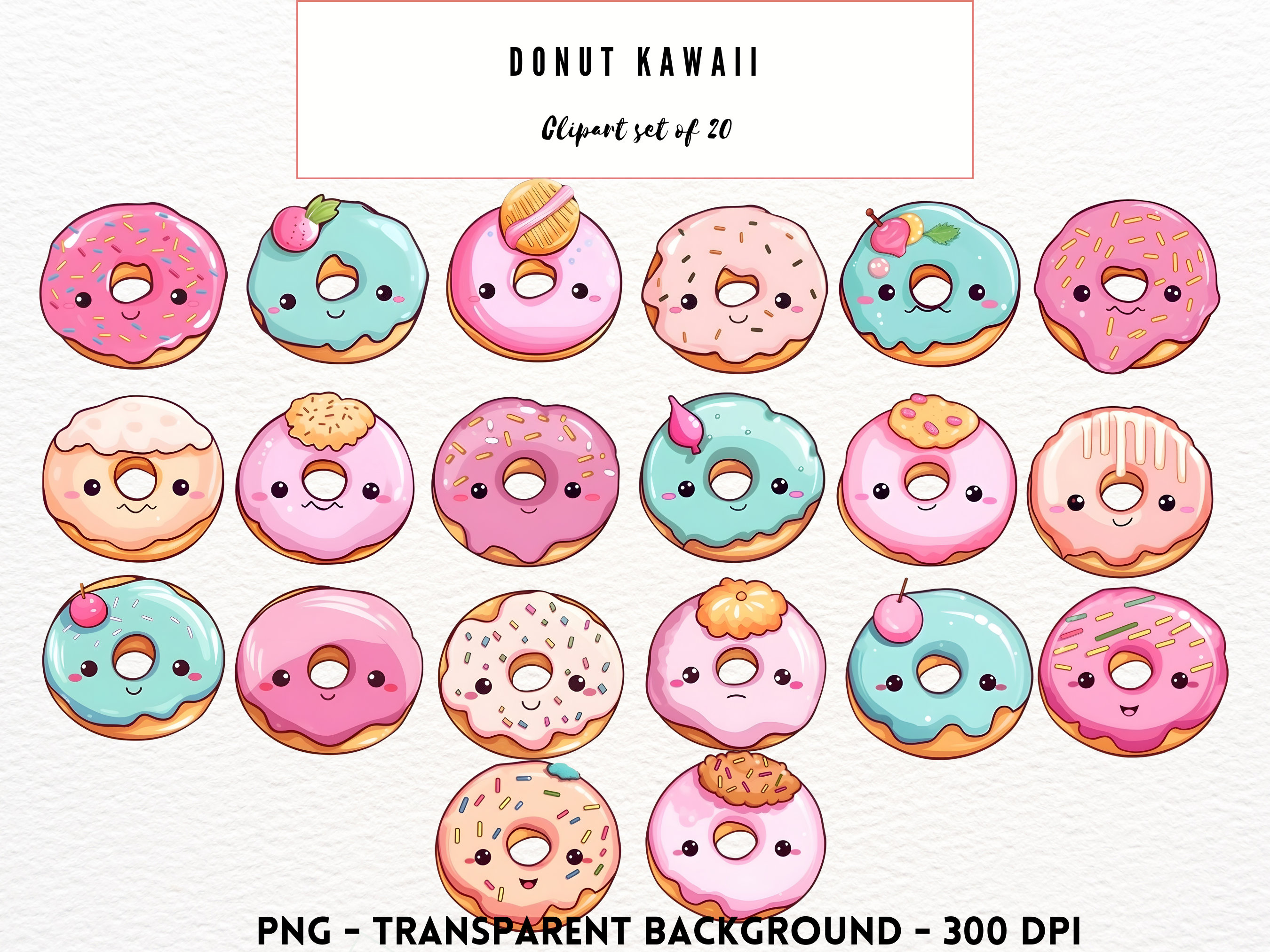 Donuts Clipart Bundle Png Doughnut Clipart Food Clipart Kawaii Donuts ...