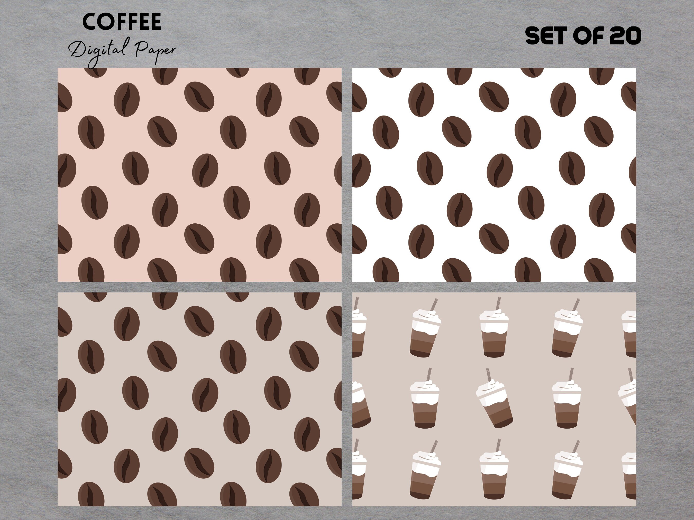 Coffee Paper Coffee Time Paper Digital Seamless Pattern Printable Paper ...