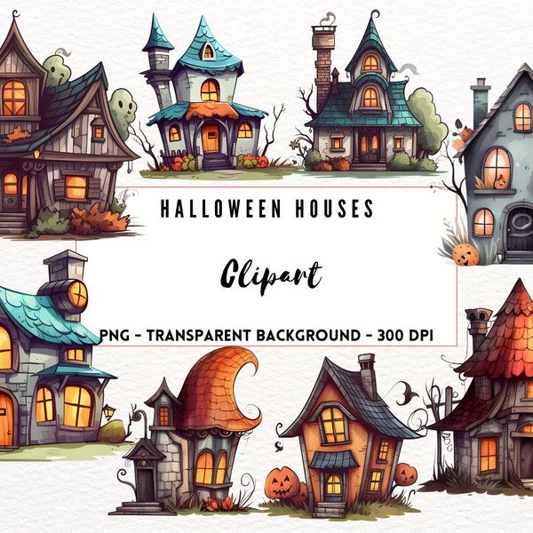 Halloween Pumpkin House Clipart - Etsy