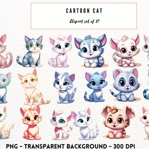 Cats Clipart PNG Bundle Pets Clipart Cute Cats Clipart Kittens Clipart ...
