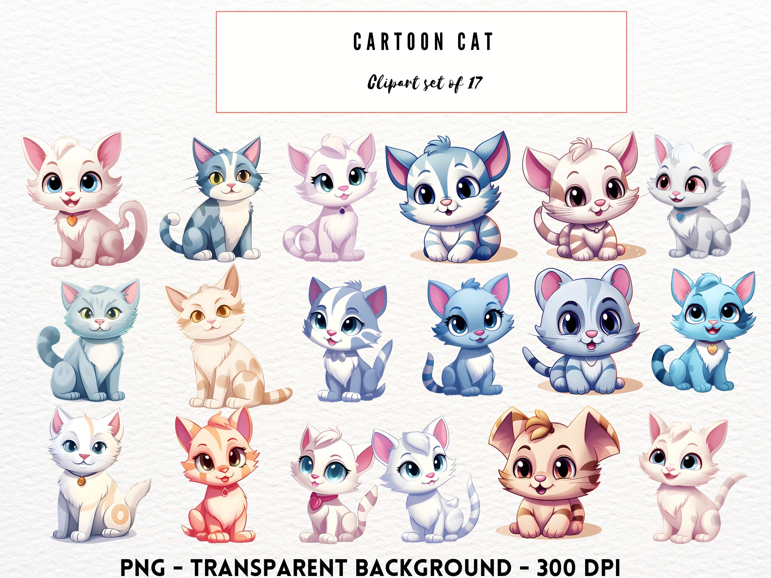 Cats Clipart PNG Bundle Pets Clipart Cute Cats Clipart Kittens - Etsy