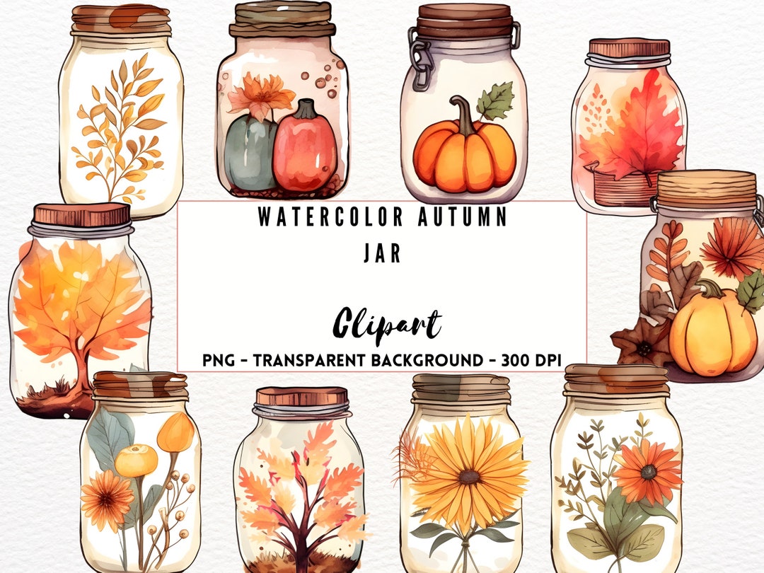 Autumn Jar Clipart Bundle Fall Clipart PNG Mason Jar Clipart Fall ...