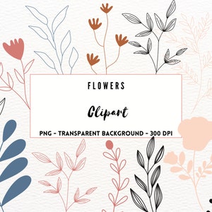 Flowers Clipart Bundle Flowers PNG Hand Drawn Floral Clipart ...