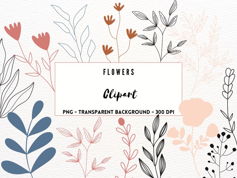 Flowers Clipart Bundle Flowers PNG Hand Drawn Floral Clipart ...