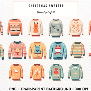 Christmas Sweaters Clipart PNG Ugly Sweaters Clipart Christmas - Etsy