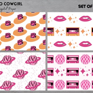 Disco Cowgirl Seamless Pattern Digital Paper Set of 20 Disco Cowgirl ...