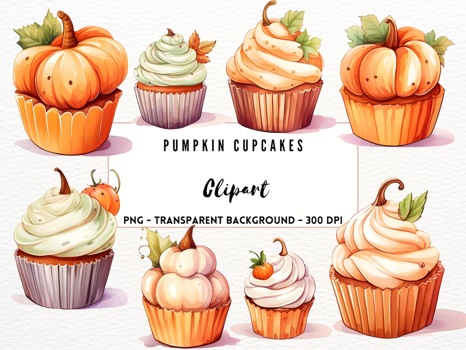 Pumpkin Spice Clipart Pumpkin Cupcakes Clipart Autumn Holiday - Etsy