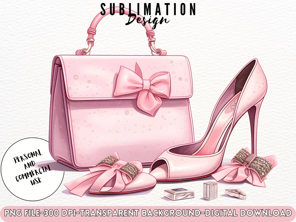 Fashion Sublimation Design Pink High Heels Printable Purse Sublimation ...