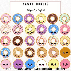 Kawaii Food Clipart Donuts Clipart Bundle Doughnut Clipart Food Clipart ...