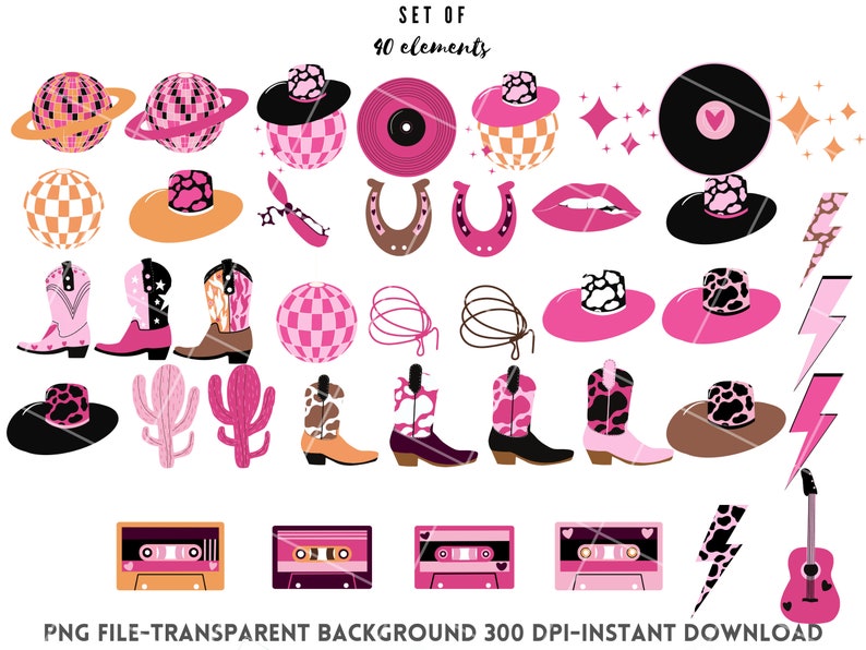 Disco Cowgirl Clip Art Western Clipart Space Cowgirl Nashville ...