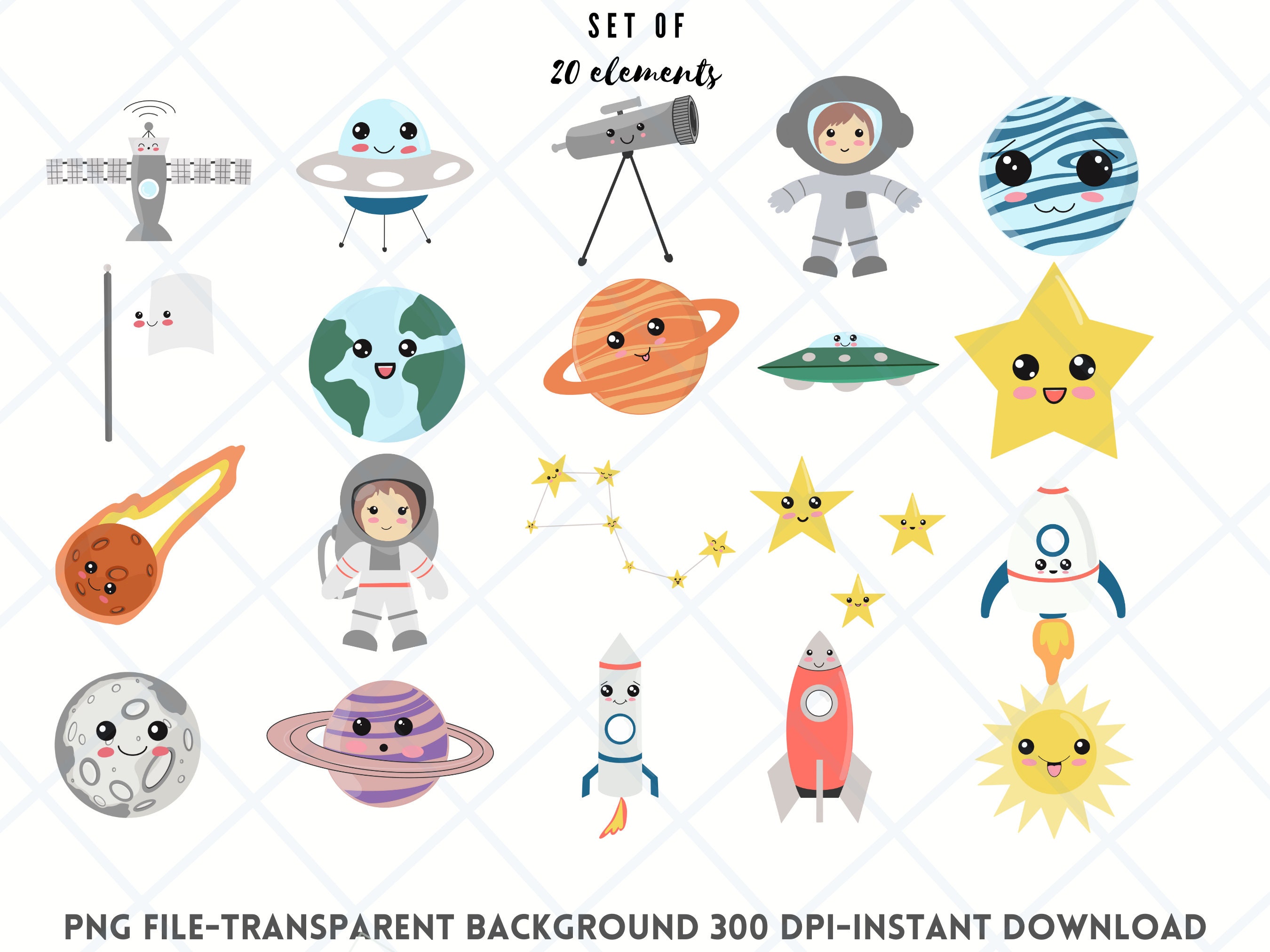 Kawaii Outer Space Clipart Planets Solar System Kawaii Clipart Outer ...