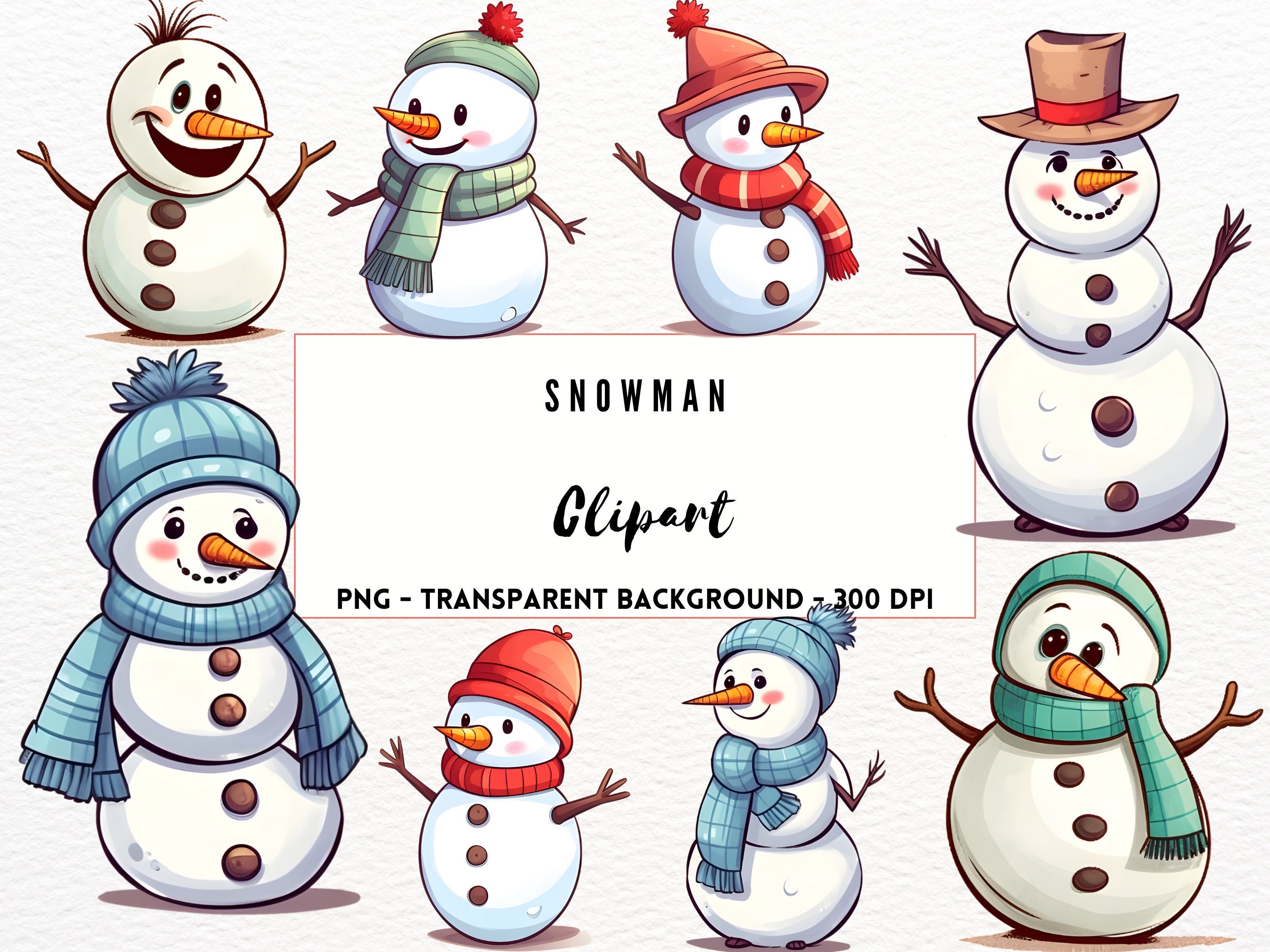 Snowman Png Clipart Retro Snowman Clip Art Christmas Clipart - Etsy