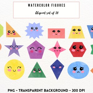 Watercolor Shapes Clipart Kawaii Clip Art Kawaii Geometric Shapes ...