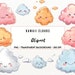 Clouds Clipart Kawaii Watercolor Clouds Clipart Pastel Clouds Clipart ...