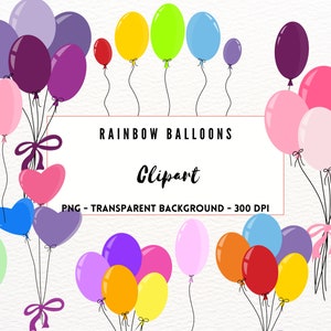 Rainbow Party Balloons Clipart Set Rainbow Balloons Clipart Set Pastel ...