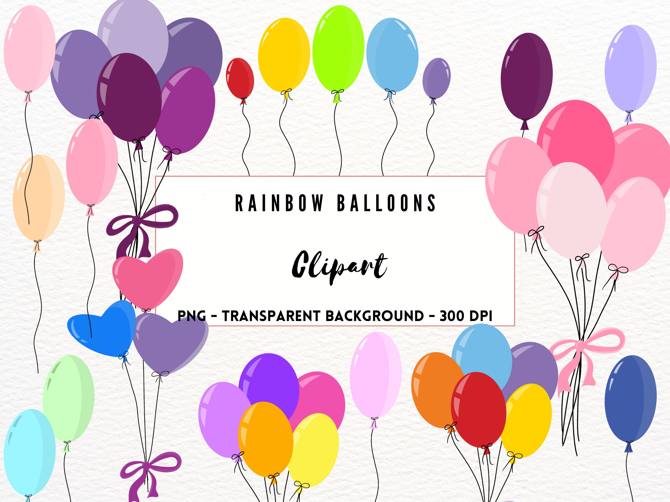 Rainbow Party Balloons Clipart Set Rainbow Balloons Clipart Set Pastel ...