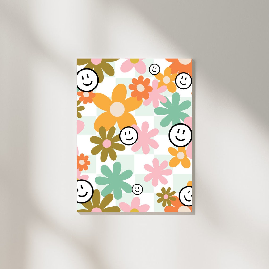 Retro Digital Paper Smiley Face Seamless Pattern Retro Background ...