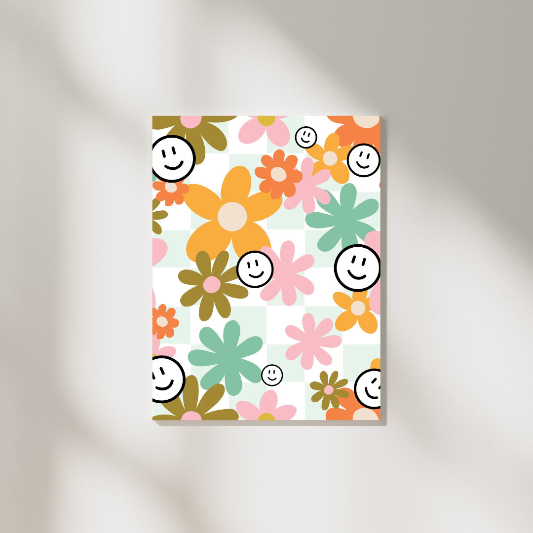 Retro Digital Paper Smiley Face Seamless Pattern Retro Background ...