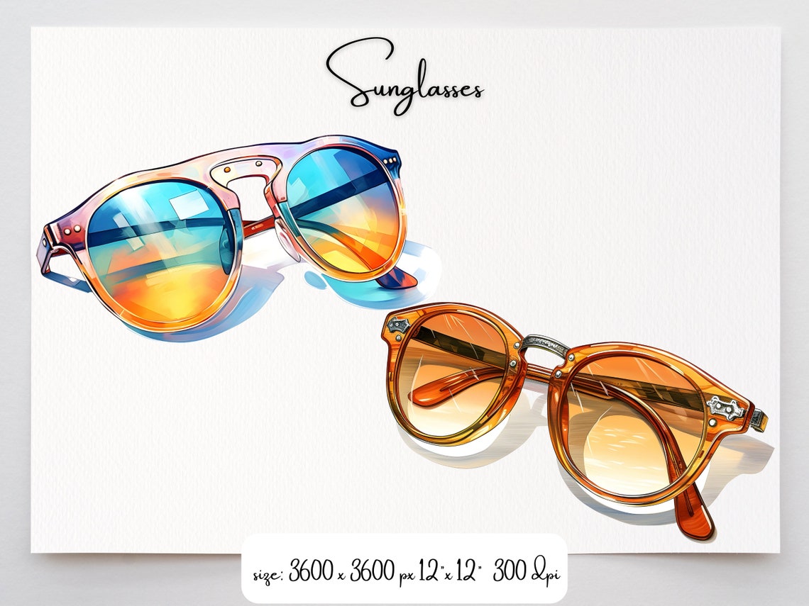 Sunglasses Clipart, Sunglasses Clip Art, Summer Clipart, Retro ...