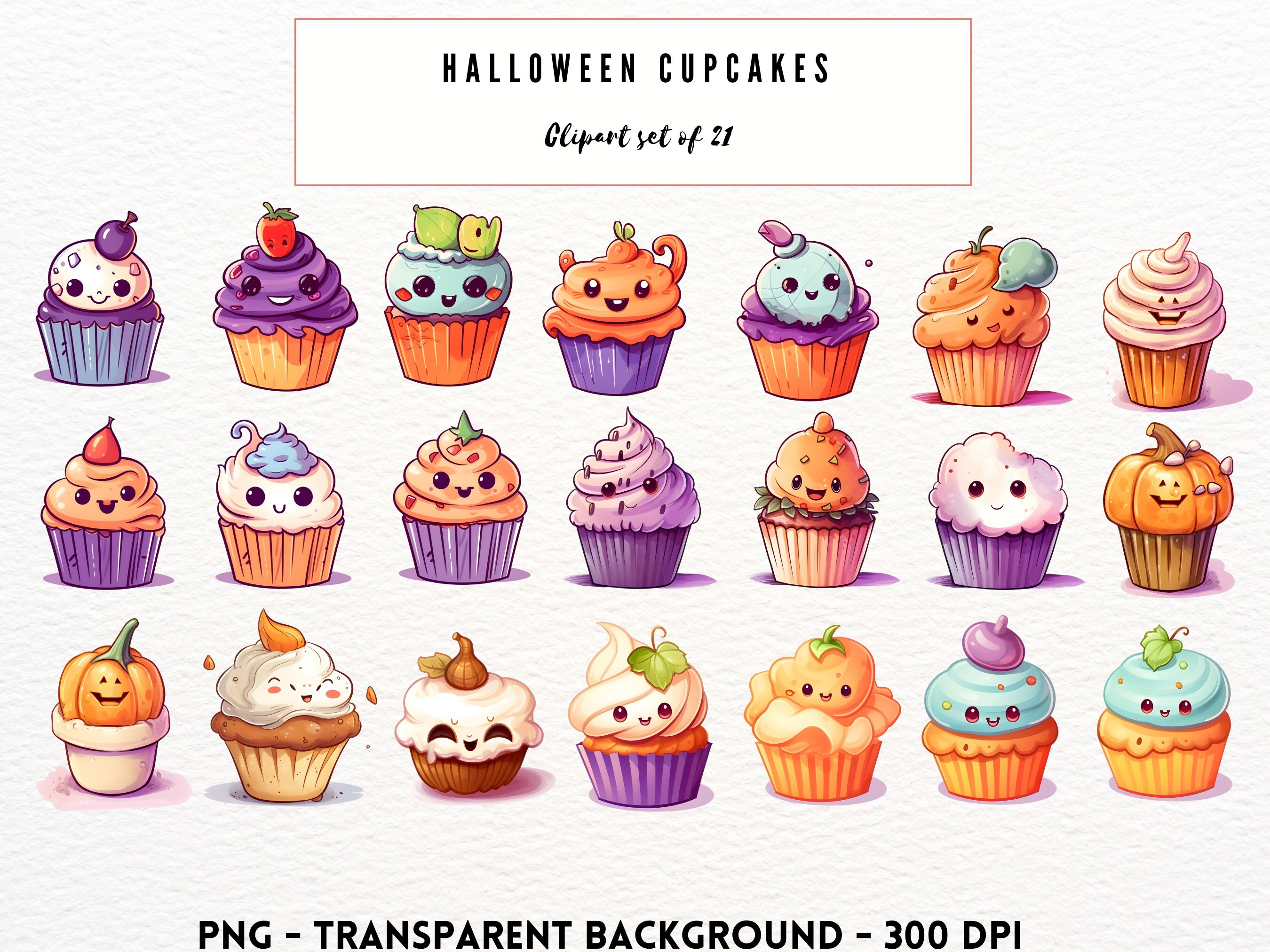 Halloween Cupcakes Clipart Cute Halloween Cupcakes PNG Candy - Etsy