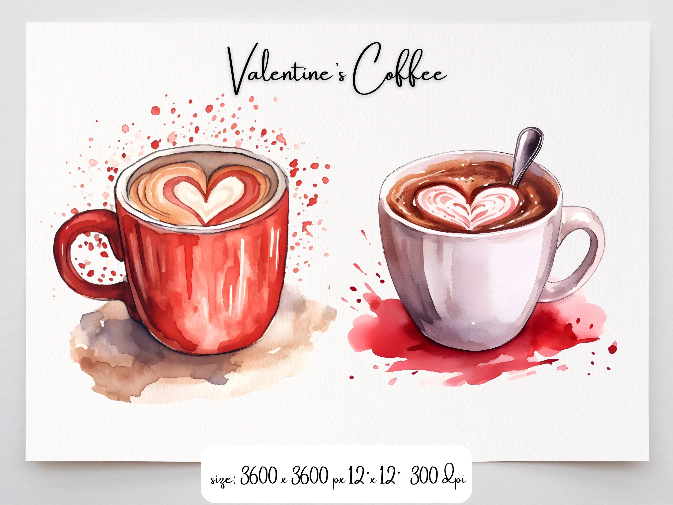 Valentine Coffee Clipart, Valentines Clipart, Watercolor Coffee Mug ...