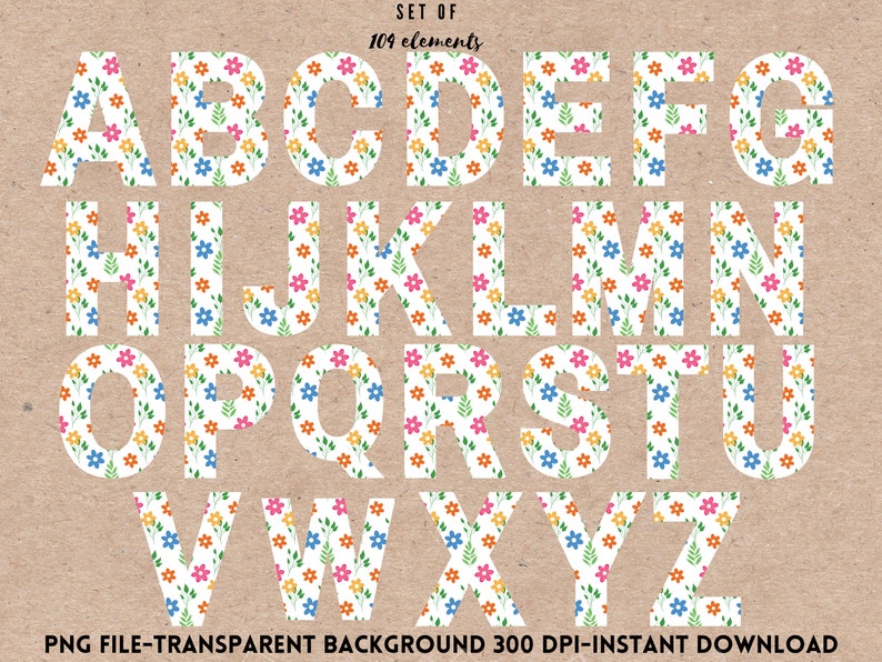 Alphabet Clipart Floral Alphabet Letters Clipart Alphabet - Etsy