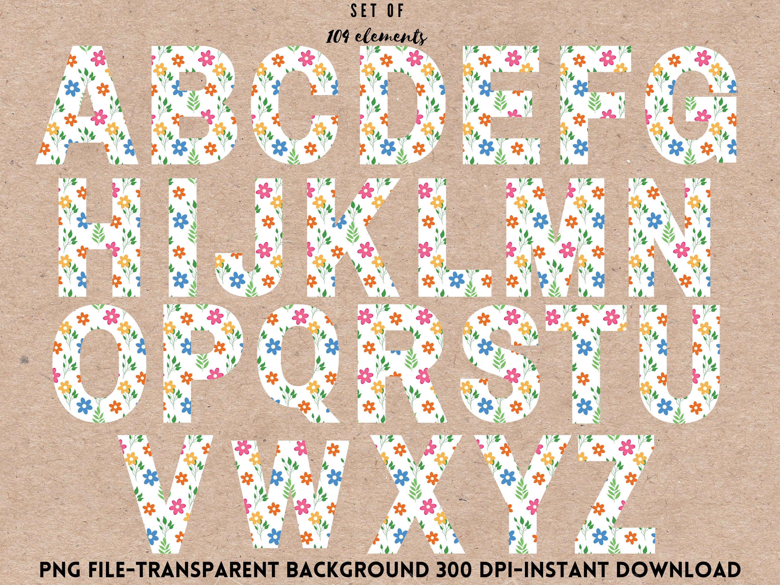 Alphabet Clipart Floral Alphabet Letters Clipart Alphabet - Etsy