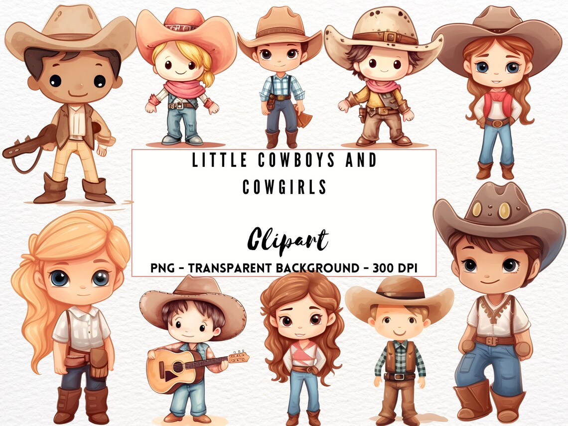 Little Cowboy PNG Little Cowgirl Clipart Png Bundle Western Clipart ...