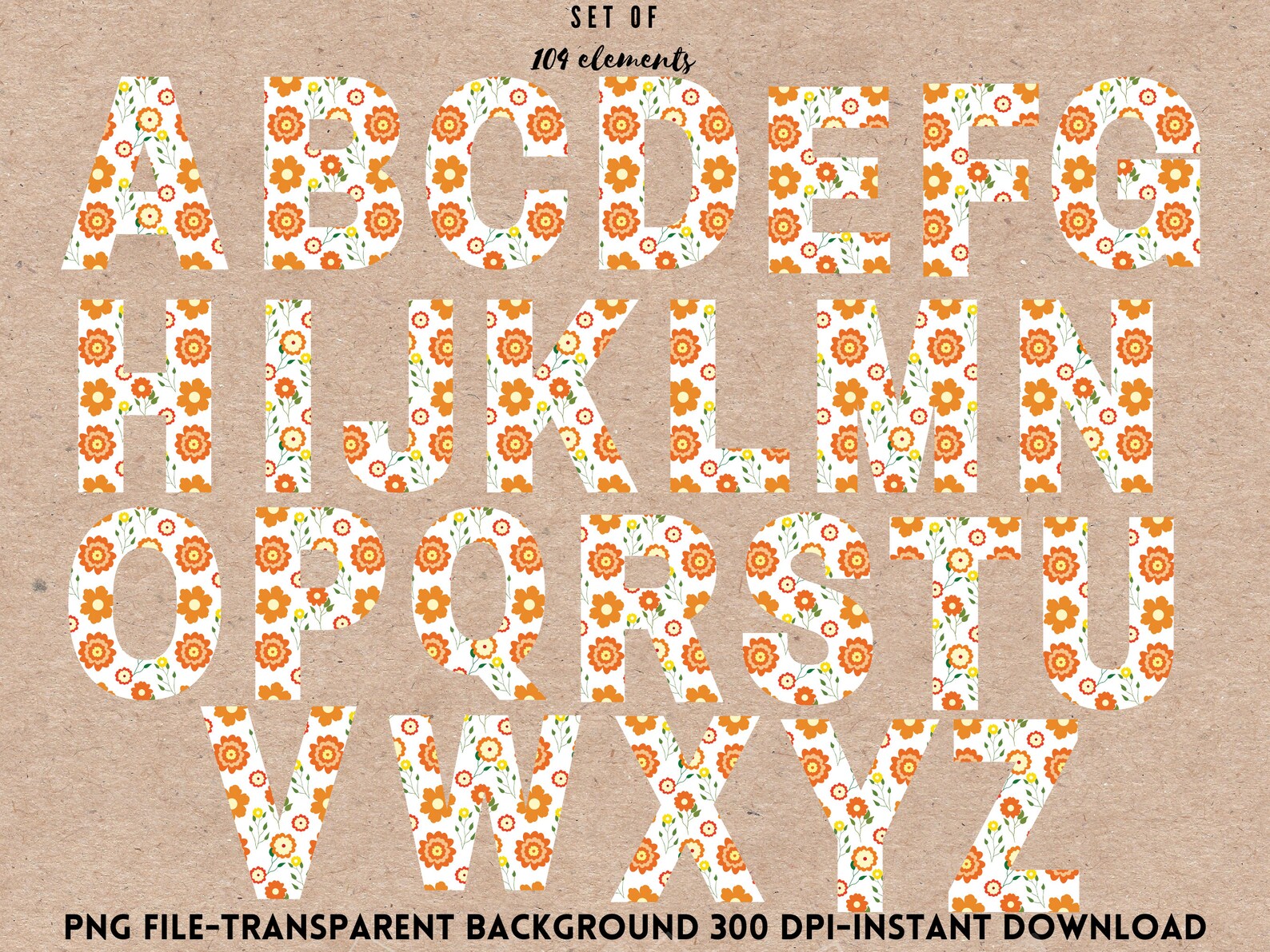 Alphabet Clipart Floral Alphabet Letters Clipart Alphabet - Etsy