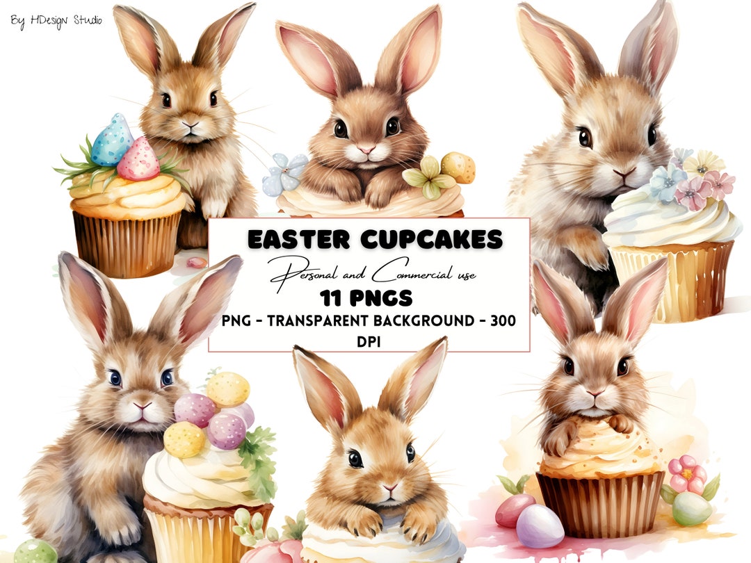 Easter Cupcake Clipart, Watercolor Easter, Cupcake Clipart, Easter ...