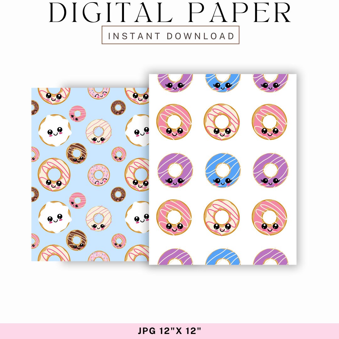 Donuts Digital Paper Pack Doughnuts Clipart Donut Seamless Background ...