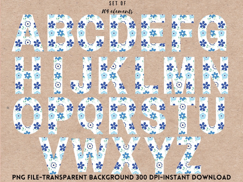 Alphabet Clipart Floral Alphabet Letters Clipart Alphabet - Etsy