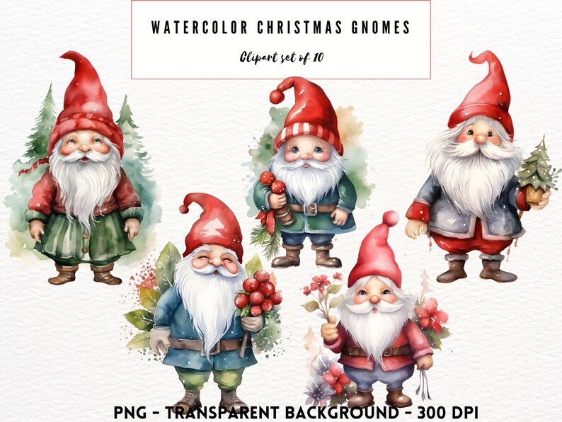 Christmas Clipart Festive Gnomes Clipart Christmas Gnomes - Etsy