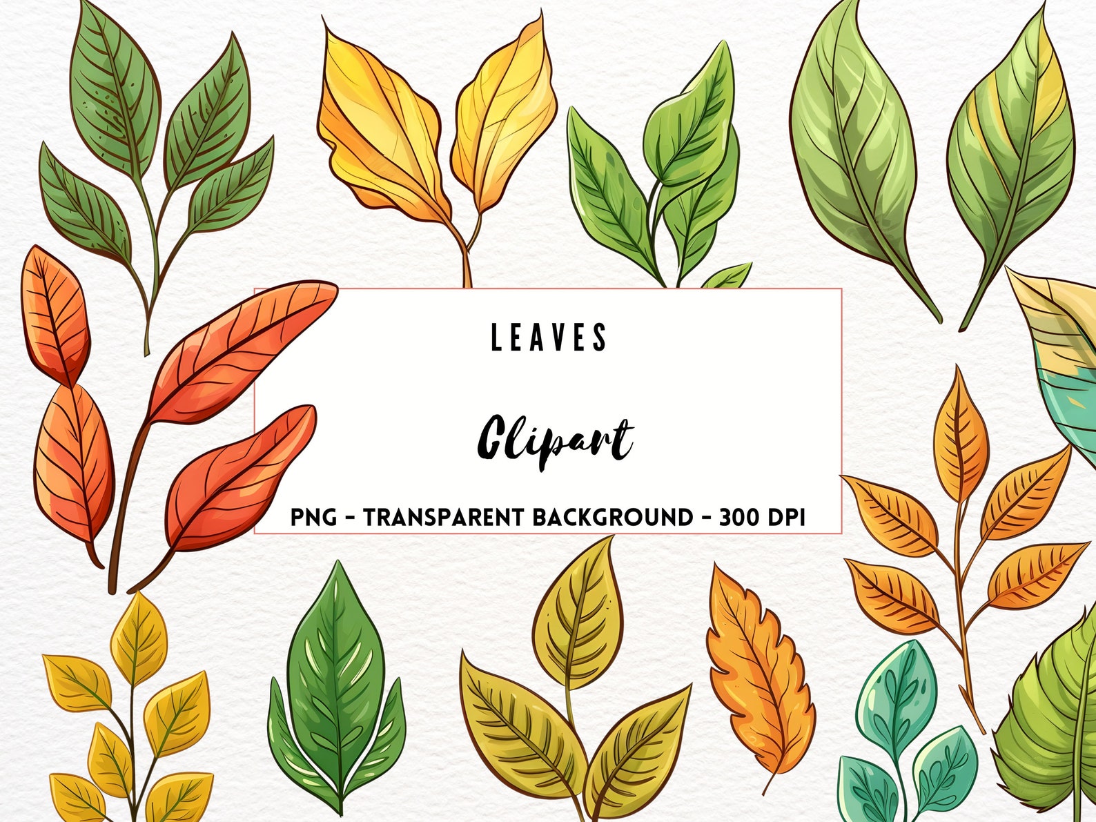 Leaves Clipart Green Watercolor Leaves Fall Leaves Clipart Autumn ...