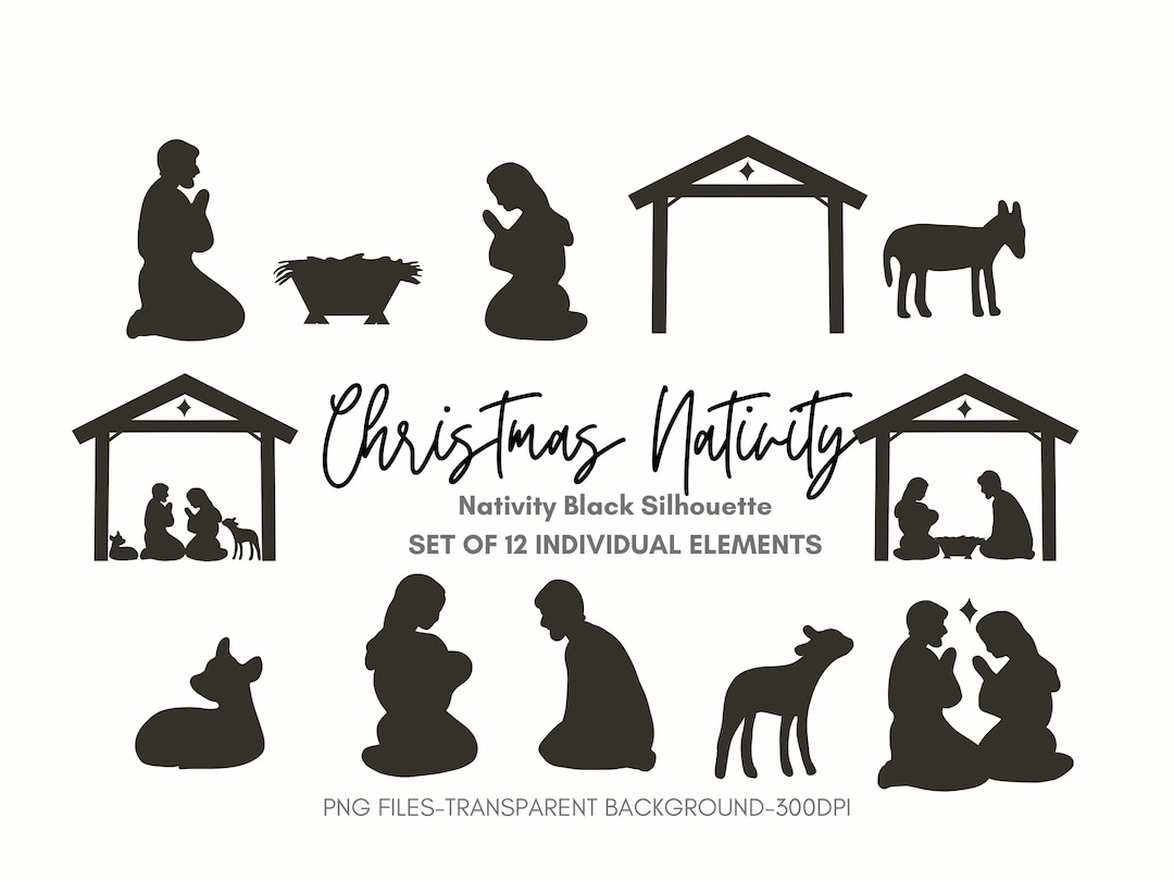 Christmas Nativity Scene Holy Night Clipart Christmas Bundle - Etsy