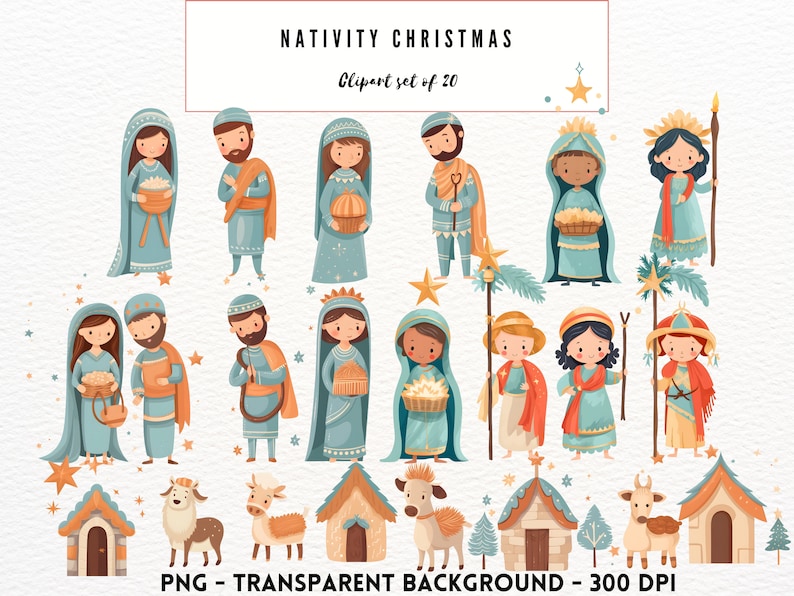 Nativity Christmas Clipart PNG Religious Clipart Christianity Bundle ...