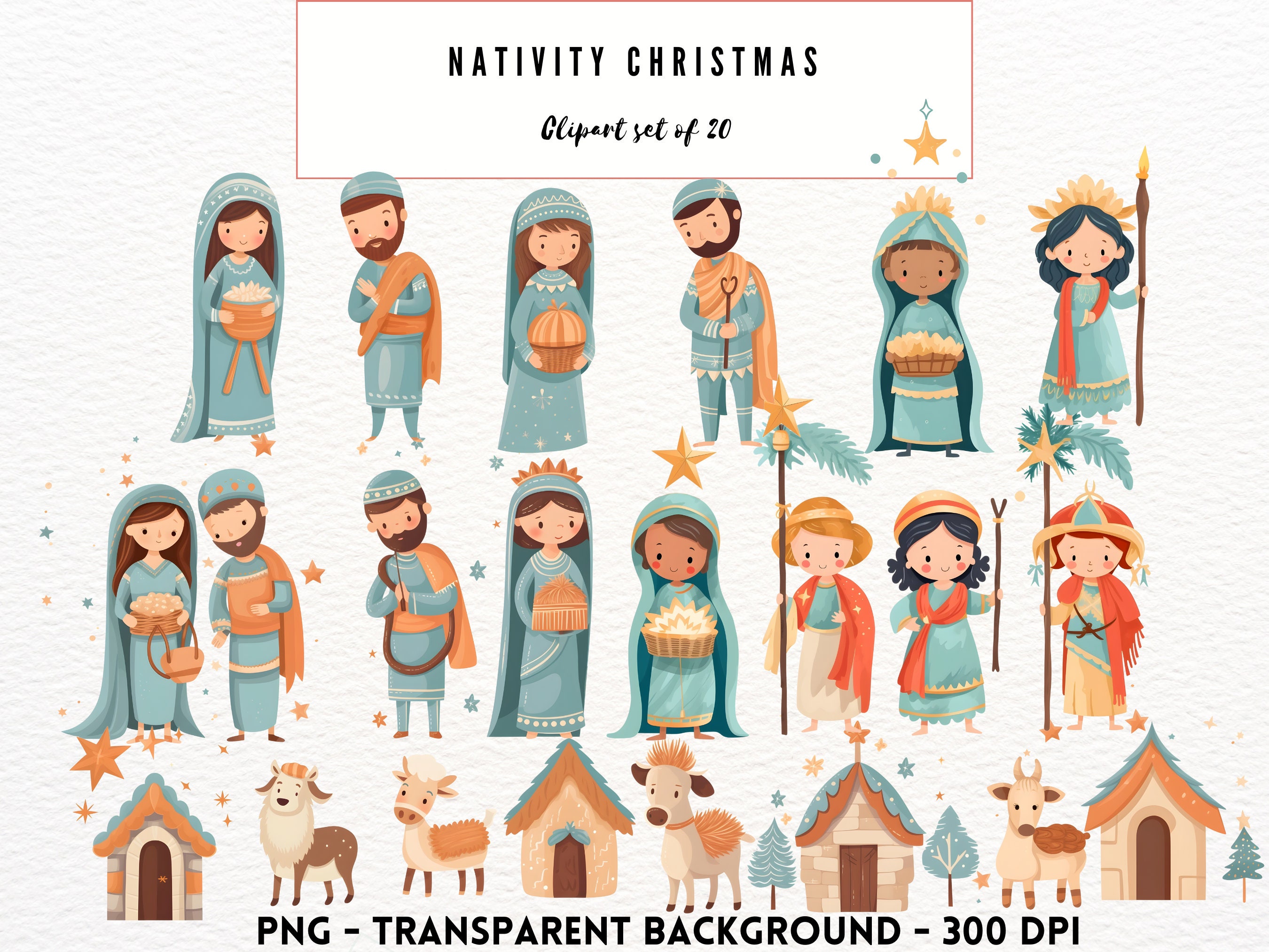 Nativity Christmas Clipart PNG Religious Clipart Christianity Bundle ...