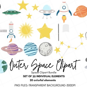 Outer Space Clipart Planets Kids Solar System Printable Space Digital ...