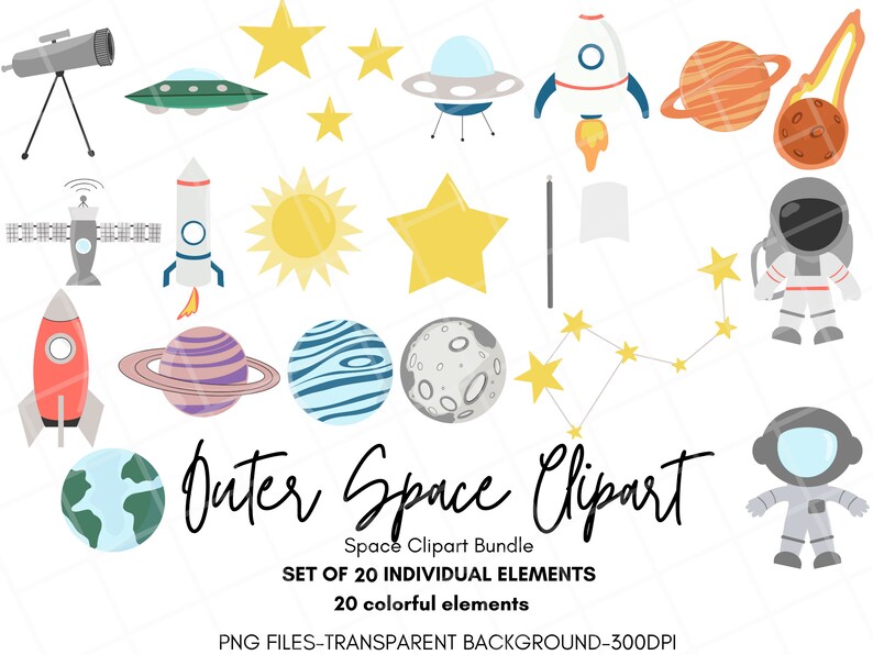 Outer Space Clipart Planets Kids Solar System Printable Space Digital ...