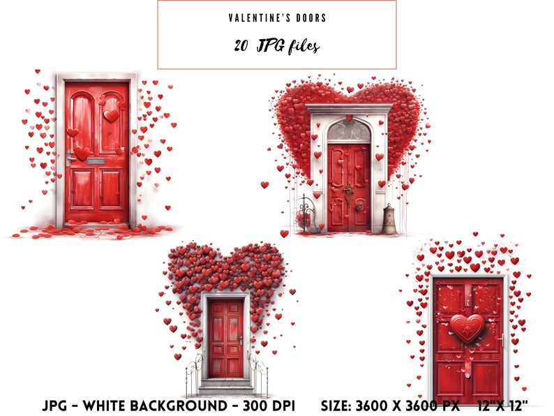 Valentine's Day Clipart, Door Clipart, Printable Valentine's, Valentine ...
