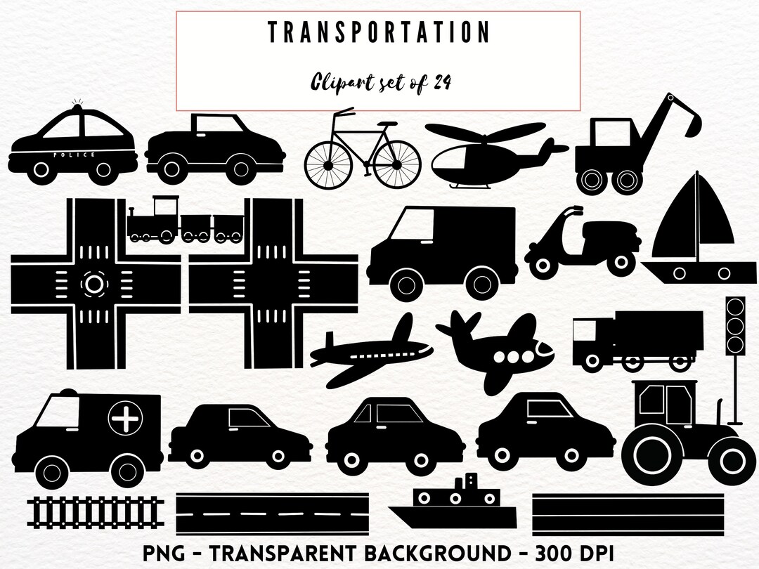 Transportation Silhouette Clipart Vehicles Clip Art Cars - Etsy