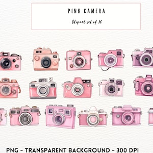 Pink Retro Cameras Clipart Cameras Png Photography Clipart - Etsy