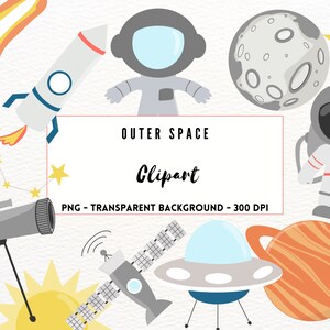 Outer Space Clipart Planets Kids Solar System Printable Space Digital ...