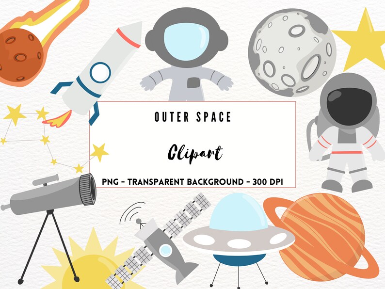 Outer Space Clipart Planets Kids Solar System Printable Space Digital ...